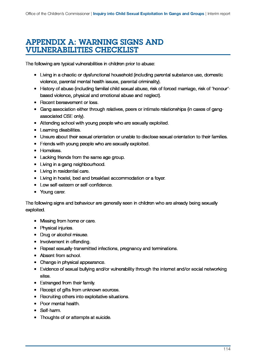 Warning Signs And Vulnerabilities Checklist | Cambridgeshire and ...