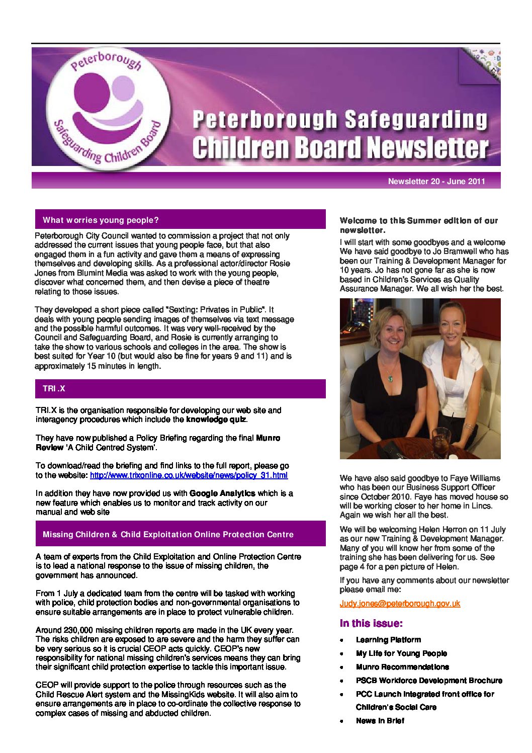 Newsletter 20 (June 2011) | Cambridgeshire and Peterborough ...