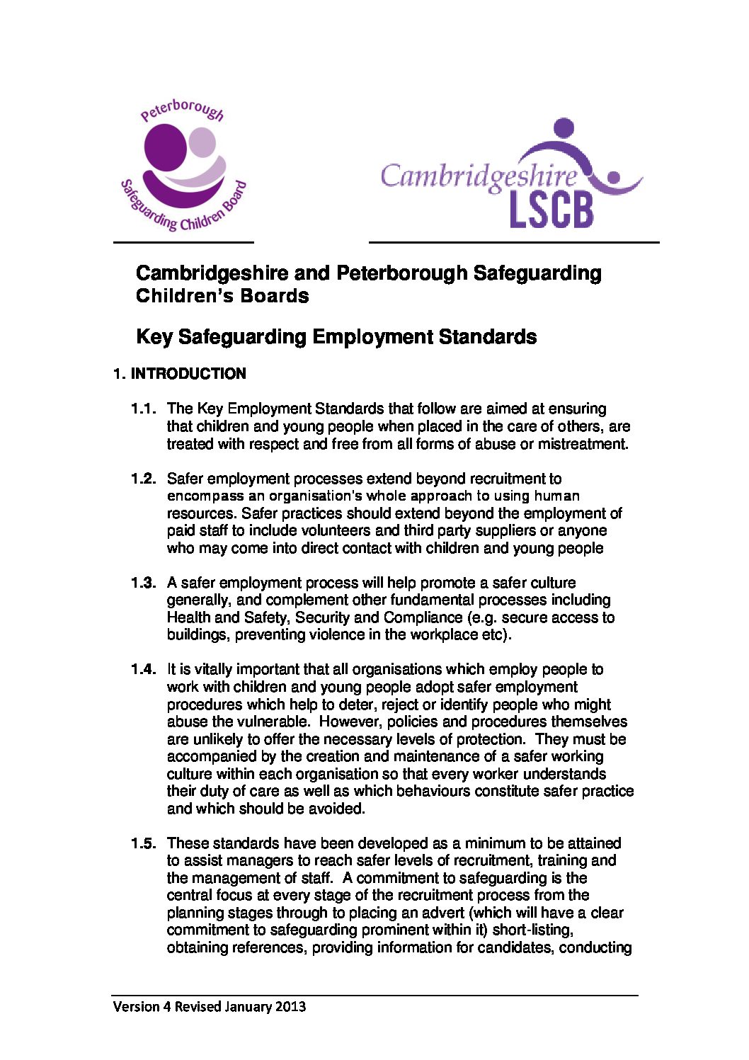 Key employment standards | Cambridgeshire and Peterborough Safeguarding ...