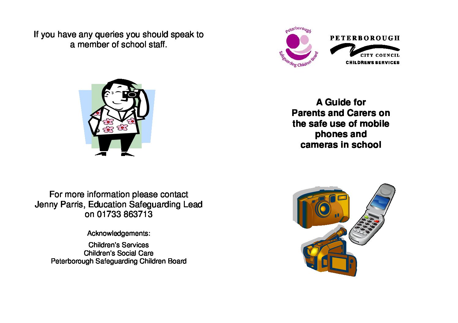 A Guide for Parents & Carers on the safe use of mobile phones & cameras ...