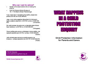 What happens in a Child Protection Enquiry Leaflet | Cambridgeshire and ...