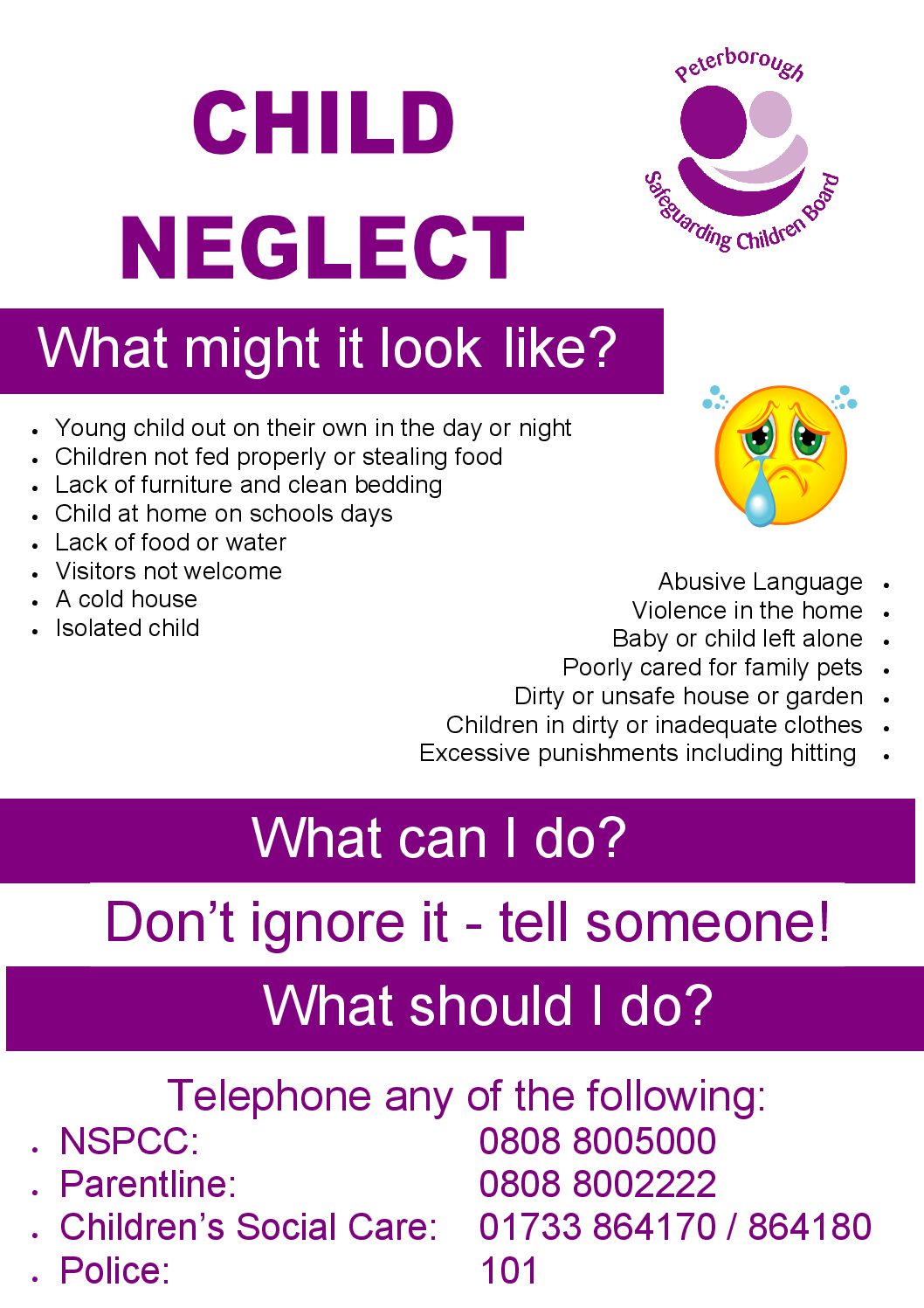 PSCB Neglect Poster Cambridgeshire And Peterborough Safeguarding