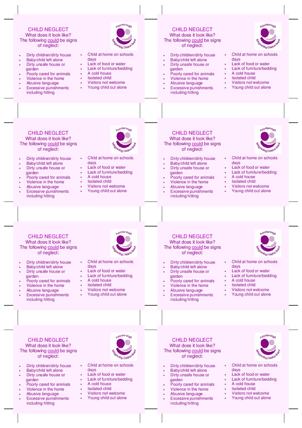 PSCB Neglect Card | Cambridgeshire and Peterborough Safeguarding ...