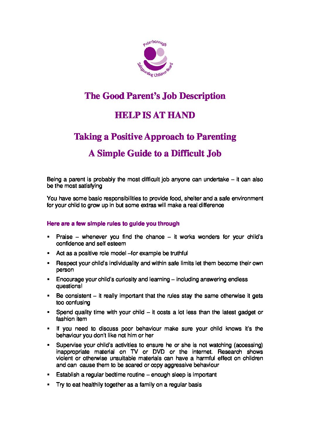 The Good Parent Leaflet | Cambridgeshire and Peterborough Safeguarding ...