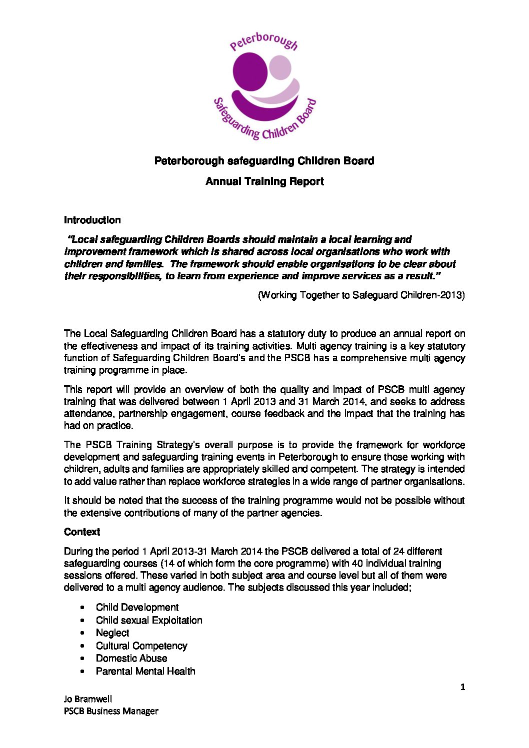 Training Annual Report 2013 14 Cambridgeshire And Peterborough