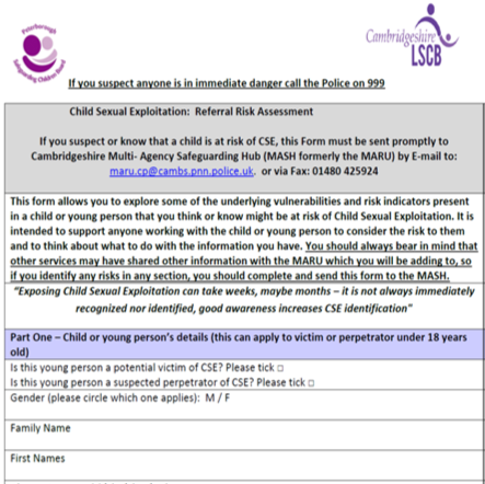 CSE Risk Assessment | Cambridgeshire and Peterborough Safeguarding ...