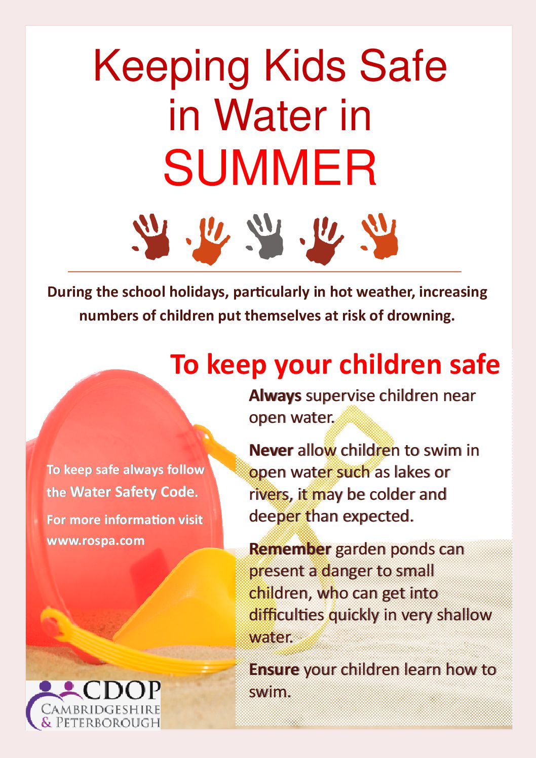 CDOP Water Safety Flyer Summer | Cambridgeshire and Peterborough ...