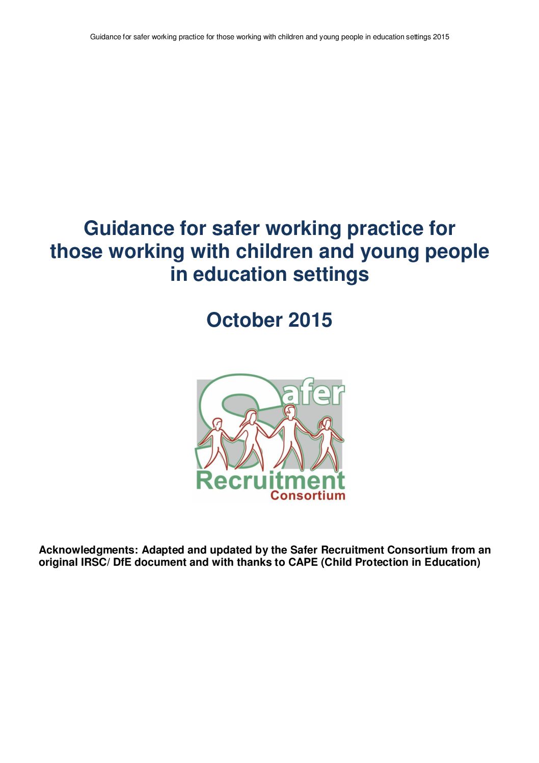Guidance for safer working practice for those working with children and ...
