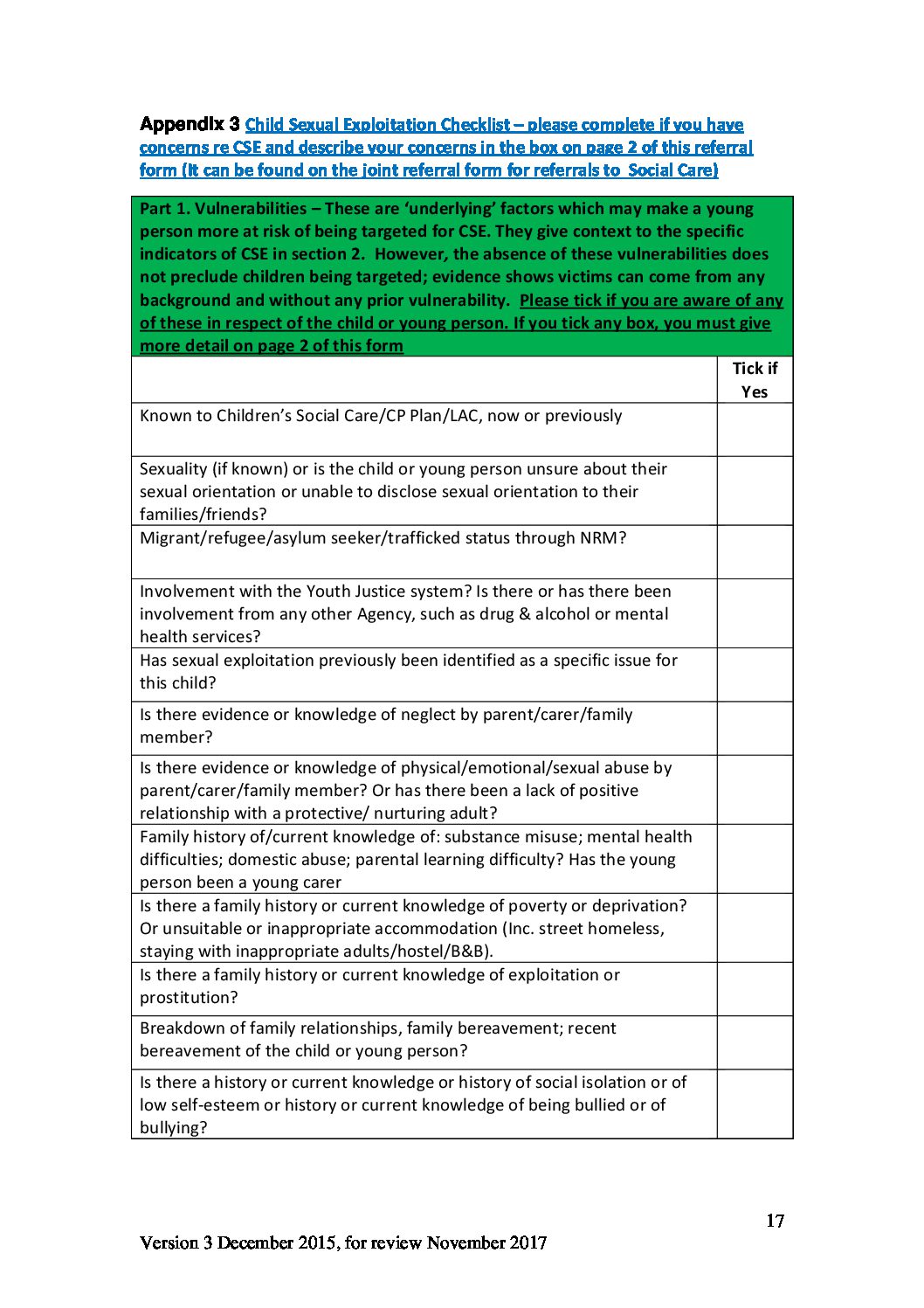 Appendix 3 – CSE Checklist | Cambridgeshire and Peterborough ... Appendix 3 – CSE Checklist | Cambridgeshire and Peterborough ...