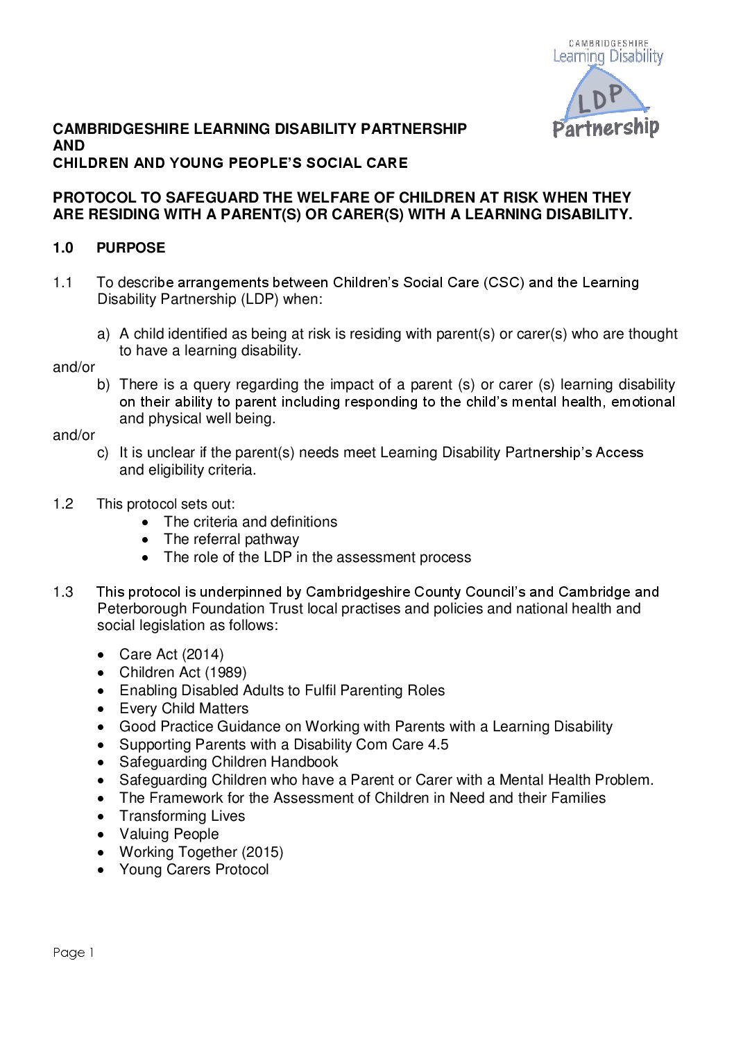 Protocol to Safeguard the Welfare of Children at Risk when they are ...