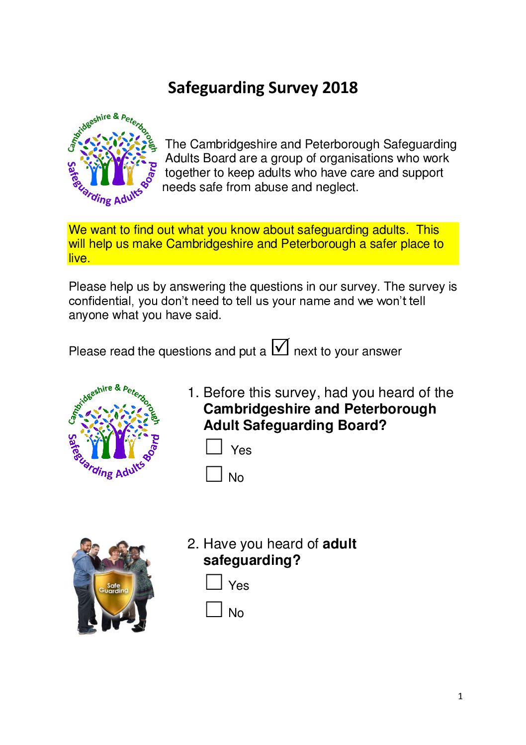 Easy Read Safeguarding Survey 2018 | Cambridgeshire and Peterborough ...