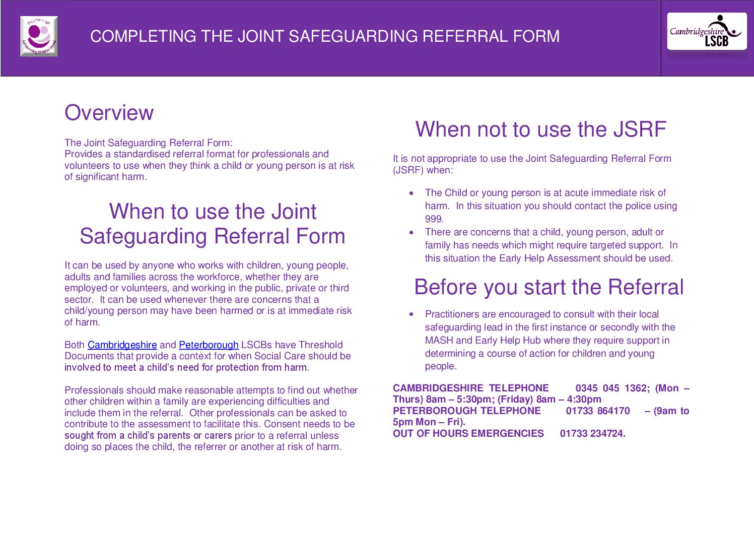 Completing the Referral Form Leaflet | Cambridgeshire and Peterborough ... Completing the Referral Form Leaflet | Cambridgeshire and Peterborough ...