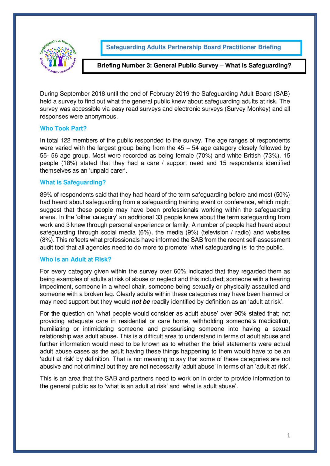 Briefing – Public Survey | Cambridgeshire and Peterborough Safeguarding ...