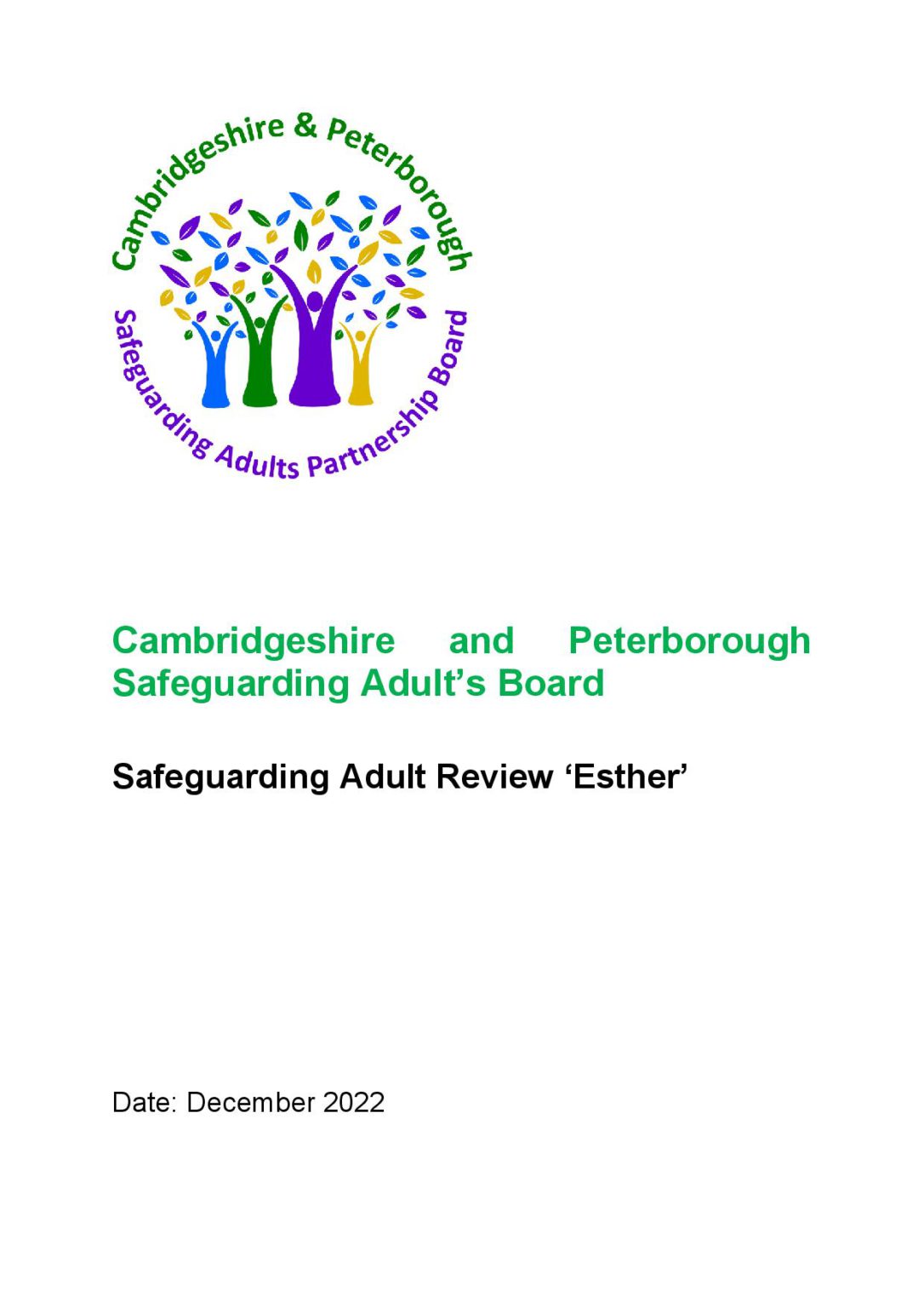 ‘Esther’ Safeguarding Adults Review | Cambridgeshire and Peterborough ...