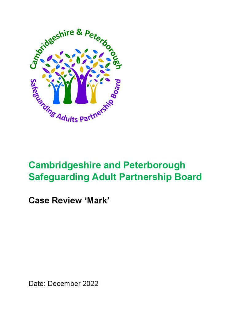 ‘Mark’ Safeguarding Adults Review | Cambridgeshire and Peterborough ...