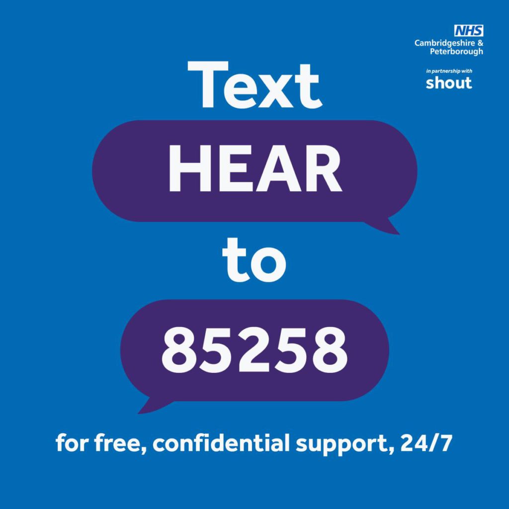 New mental health text line – HEAR 85258 | Cambridgeshire and ...